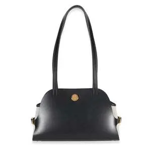 Hermès Vache Hunter Swift Leather And Ecru Canvas Tablier Sellier Shoulder Bag With Gold-tone Hardware - Black