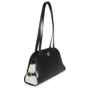 Hermès Vache Hunter Swift Leather And Ecru Canvas Tablier Sellier Shoulder Bag With Gold-tone Hardware - Black