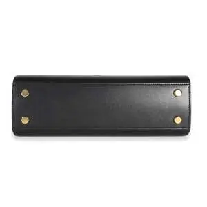 Hermès Vache Hunter Swift Leather And Ecru Canvas Tablier Sellier Shoulder Bag With Gold-tone Hardware - Black