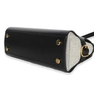 Hermès Vache Hunter Swift Leather And Ecru Canvas Tablier Sellier Shoulder Bag With Gold-tone Hardware - Black
