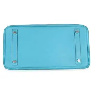 Hermès Turquoise Togo Swift Ghillies Birkin 30 Phw