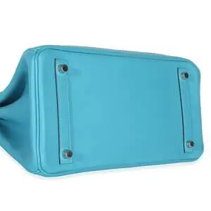 Hermès Turquoise Togo Swift Ghillies Birkin 30 Phw