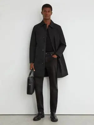 REISS Lawlen Technical Long Zip-through Jacket - Black
