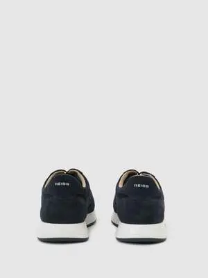 REISS Grant Suede Lightweight Runner Trainers - Dark Navy