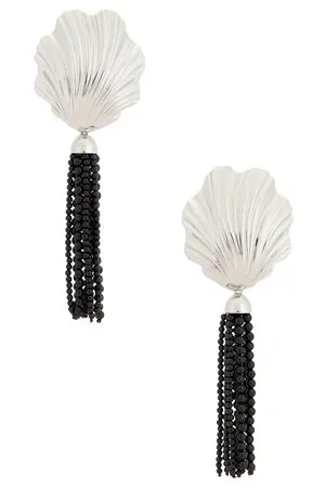 JULIETTA Aria Earrings In Metallic Silver - Silver & Black