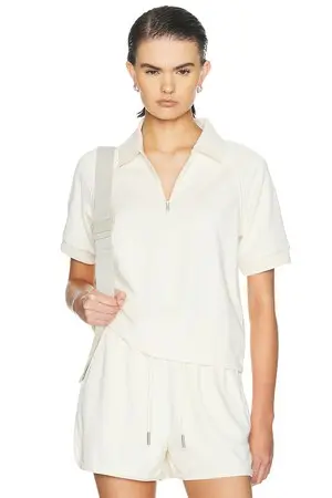 ON On Courtside Terry Polo Top In Cream