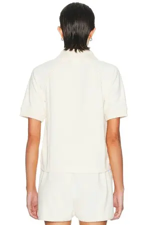 On Courtside Terry Polo Top In Cream