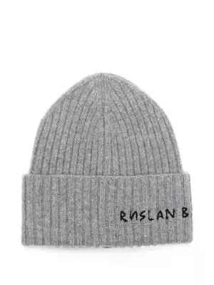 Ruslan Baginskiy Logo-embroidered Ribbed Beanie Hat - Grey