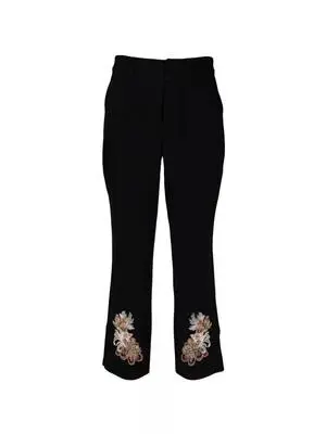Cinq À Sept Kerry Floral-embroidered Trousers - Black