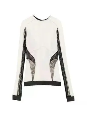 Attico Lace-insert Ribbed-knit Top