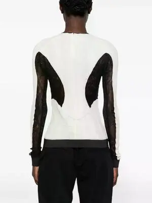 Attico Lace-insert Ribbed-knit Top
