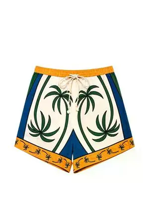 Farm Rio Multicolor Tropical Graphic Drawstring Pockets Shorts - Neutrals