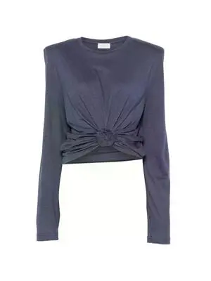 Magda Butrym Padded-shoulder Knotted T-shirt - Blue