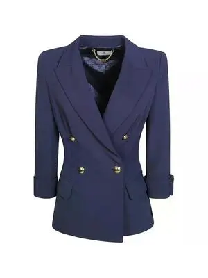 Elisabetta Franchi Double-breasted Pleated-back Jacket - Blue