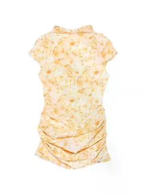 Magda Butrym Floral-print Ruched Mini Dress - Yellow
