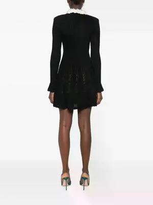 SELF-PORTRAIT Flower-trim Knit Mini Dress
