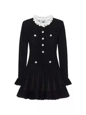 SELF-PORTRAIT Floral Trim Knit Mini Dress