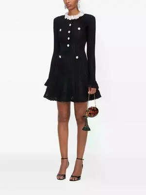 SELF-PORTRAIT Floral Trim Knit Mini Dress
