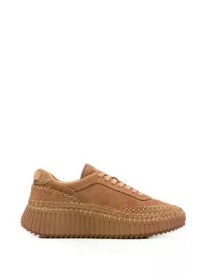 Chloé Nama Hand-stitched Suede Sneakers - Brown