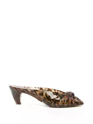 Chloé Jelly Leopard-print Knotted Mules - Brown