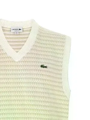Lacoste Logo Patch V-neck Vest - Neutrals