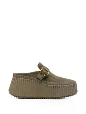 Chloé Nama Buckle-fastening Platform Mules - Green