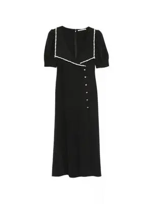 Alessandra Rich Cady Lace-trim Collar Midi Dress
