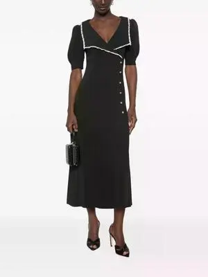 Alessandra Rich Cady Lace-trim Collar Midi Dress