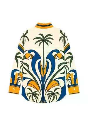 Farm Rio Multicolor Tropical Graphic Collared Buttoned Shirt