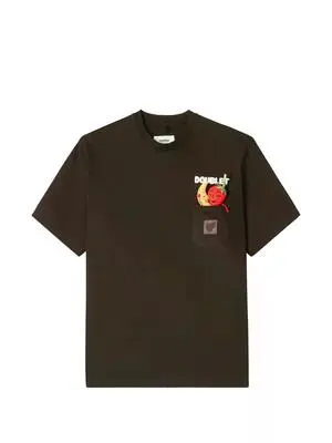 DOUBLET Character-patch Chest-pocket T-shirt - Brown