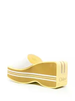 Chloé Open Toe Wedge Mules - White