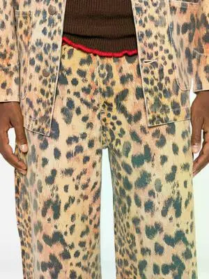R13 Leopard Print Wide-leg Trousers - Neutrals