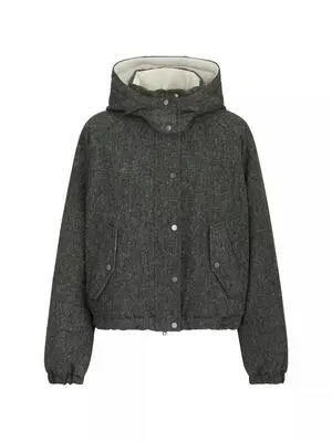 Brunello Cucinelli Donegal-knit Hooded Jacket - Grey