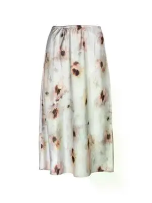 Vince Watercolor Floral-print Midi Slip Skirt - White