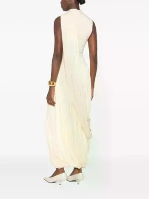 ABADIA Mock-neck Draped Maxi Dress