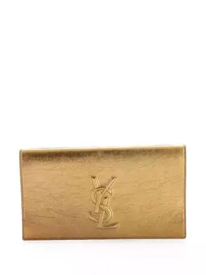 Saint Laurent Belle De Jour Leather Large Clutch Bag - Gold