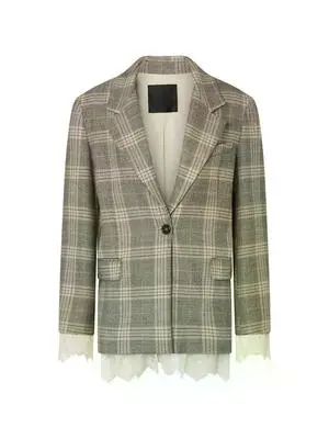 Liu Jo Check Blazer With Lace Details - Neutrals
