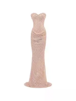 GEMY MAALOUF Bead-embellished Sweetheart-neckline Gown - Pink