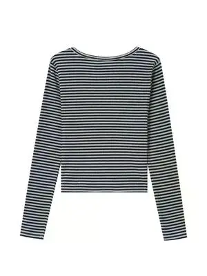 CHOCOOLATE Striped Ribbed Top - Grey