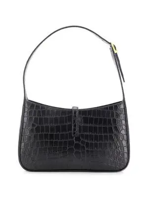 Saint Laurent Le 5 A 7 Crocodile Embossed Leather Small Hobo Bag