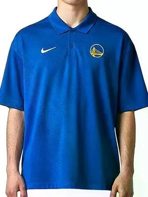 Nike X Nba Golden State Warriors Breathe Heather Polo Shirt - Blue