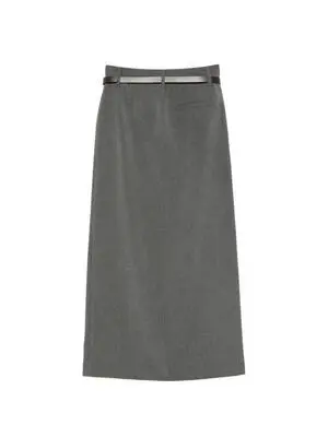 ELEH Pinstripe Belted Midi Skirt