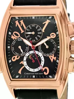 CHRISTIAN VAN SANT Grandeur 45mm Tonneau Automatic Watch With Moon Phase - Black