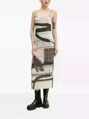 Desigual Graphic-print Midi Dress - Neutrals