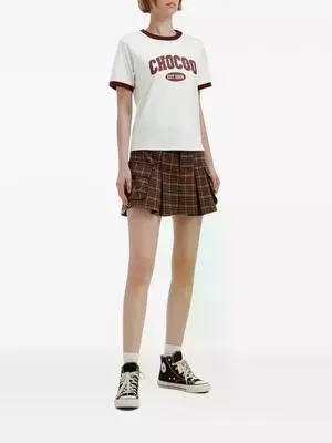 CHOCOOLATE Logo-print Ringer T-shirt - White