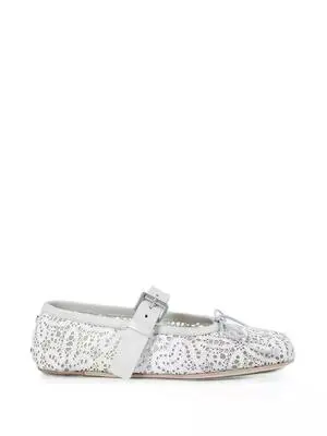 ANN DEMEULEMEESTER Laser-cut Buckle-fastening Ballet Flats - White