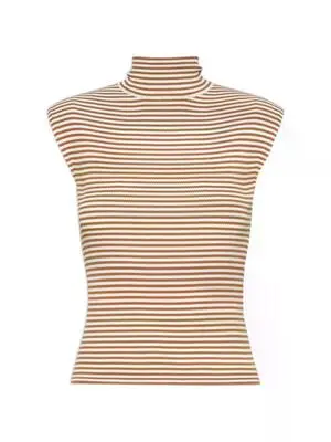 Max Mara Sleeveless Viscose Crepe Polo-neck Sweater Caramel - Neutrals
