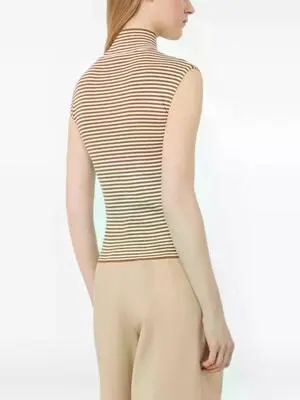 Max Mara Sleeveless Viscose Crepe Polo-neck Sweater Caramel - Neutrals