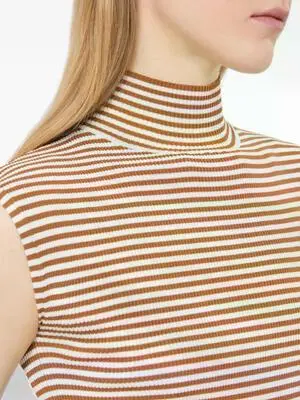Max Mara Sleeveless Viscose Crepe Polo-neck Sweater Caramel - Neutrals