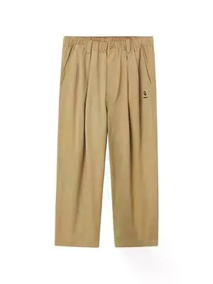 FINGERCROXX Logo-patch Pleat-detail Trousers - Neutrals